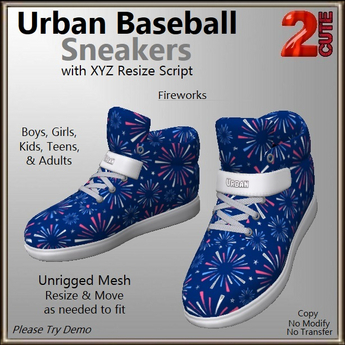 Second Life Marketplace - Urban Baseball Sneaker [2cute] Fireworks